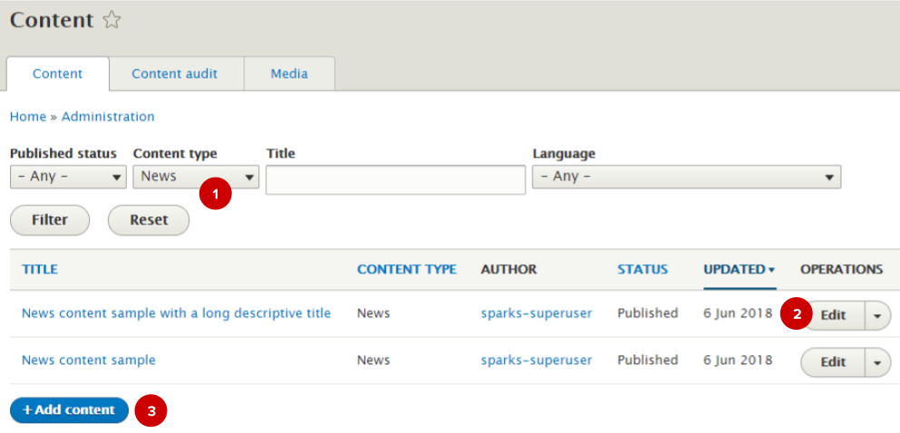 Navigating The Content Section Of The Adminui Sector Documentation